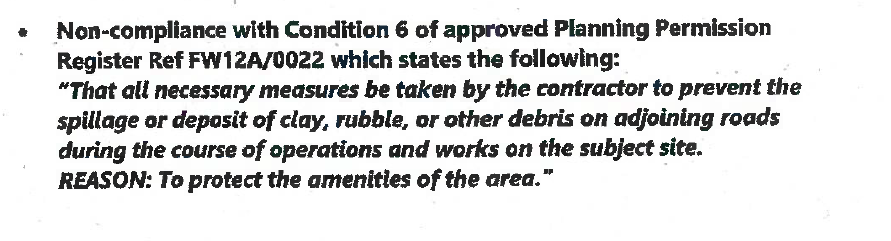AIE to Fingal CoCo in relation to warning letters to quarry operators ...