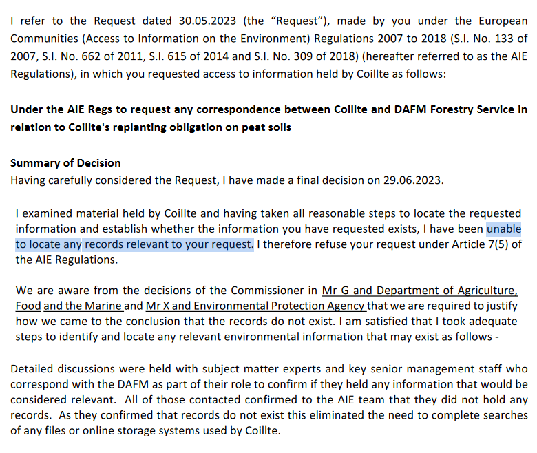AIE: Coillte and DAFM FS correspondence on replanting obligation on ...