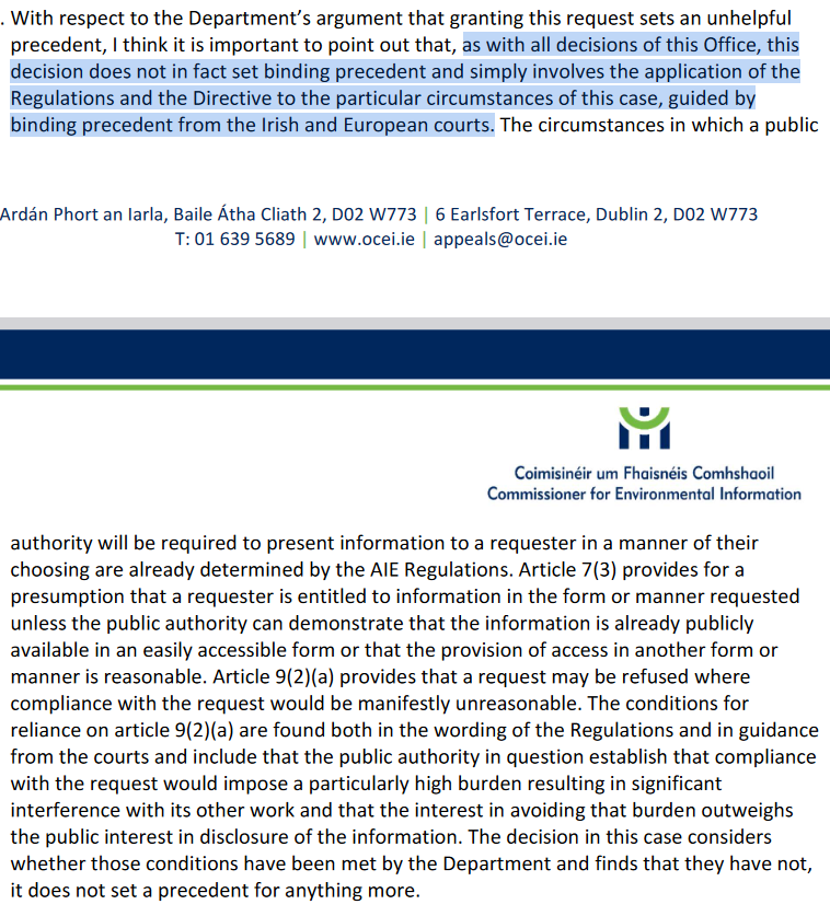 Successful OCEI Appeal against DAFM refusal to release consolidated ...